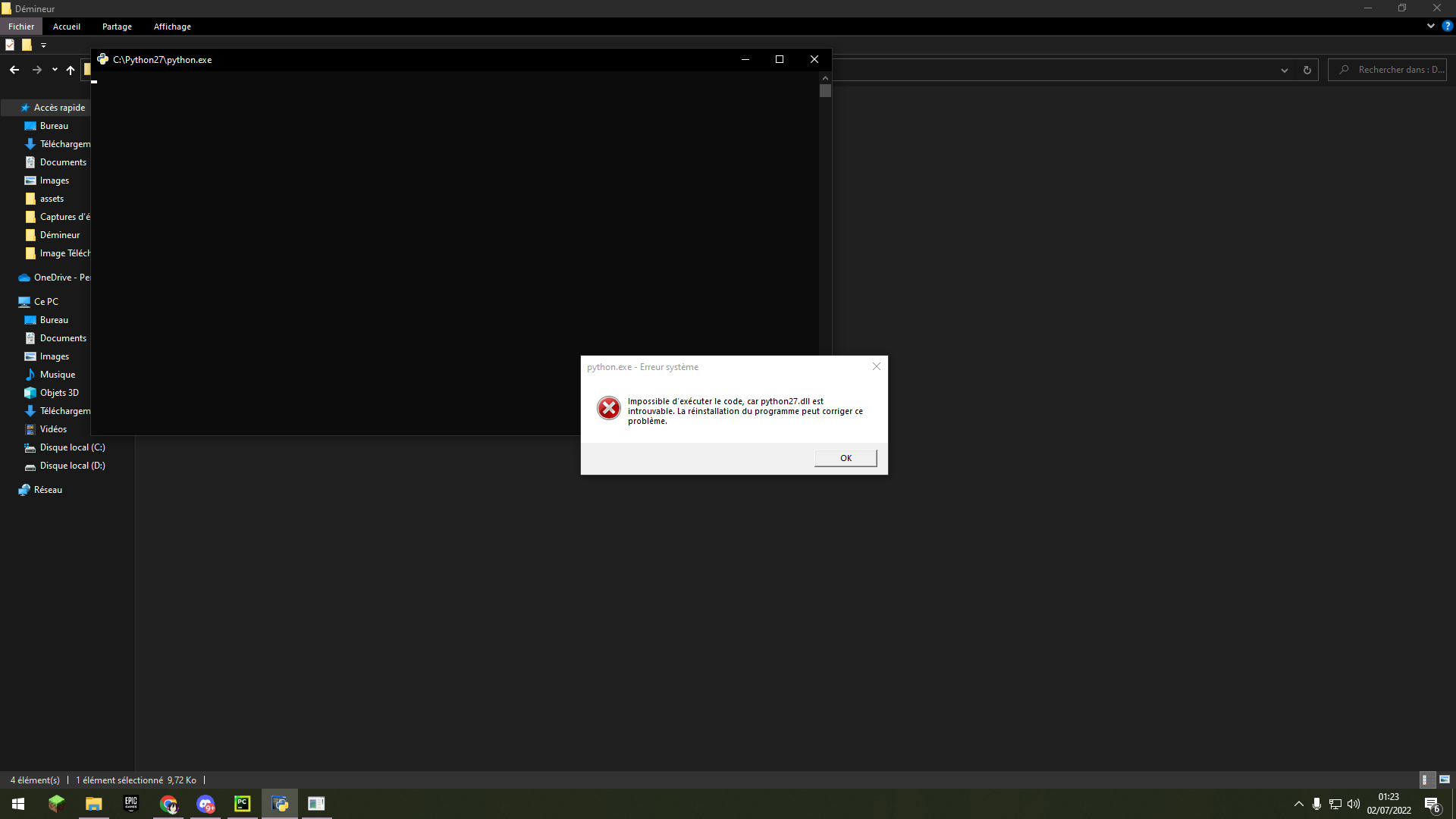 python27.dll introuvable - Je n'arrive pas à exécuter un fichier python en dehors d'un IDE par ...
